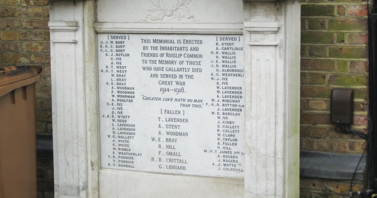Marble Tablet at Former Methodist Church, Ruislip Common - Hillingdon ...