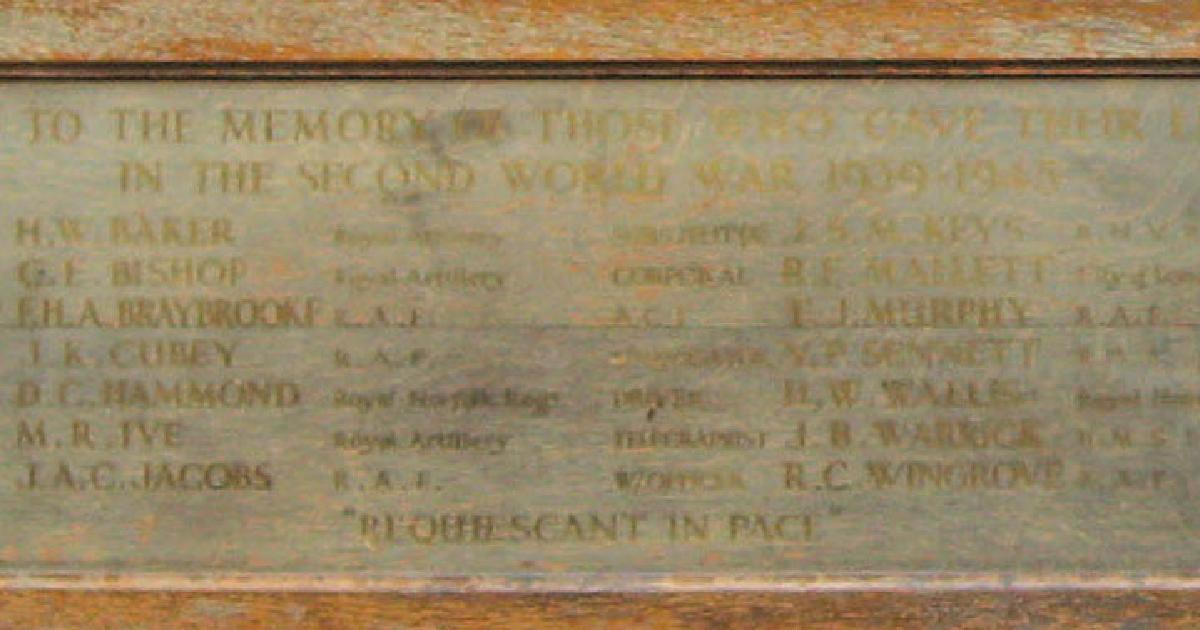 Wooden Memorial Tablet WW2 at St Martin of Tours' Church, Ruislip ...