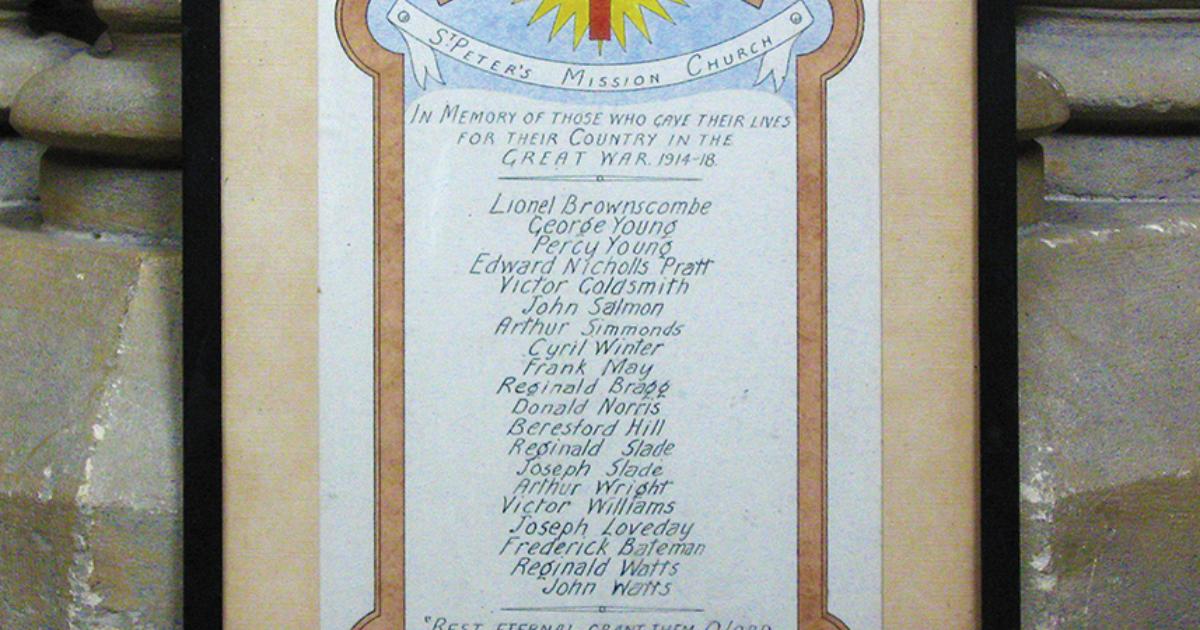 Roll of Honour (St Peter's Mission Church) at St Andrew's Church ...