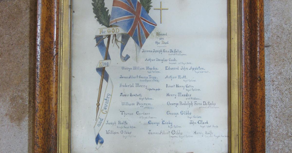 Roll of Honour WW1 at St Jerome's Church - Hillingdon Council